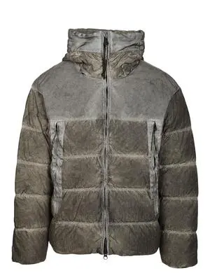 C.P. COMPANY Quilted Hooded Down Jacket - Black