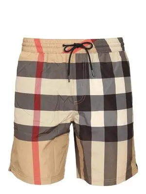 Burberry Swim Trunks In Check - Cream
