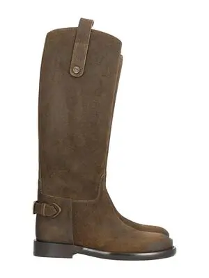 Burberry Cavalier Suede Knee-high Boots With Buckled Ankle Straps - Brown