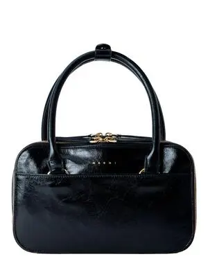 Marni Bauletto Small Leather Handbag - Black