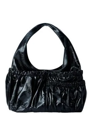 Marni Gathered Leather Shoulder Bag - Black