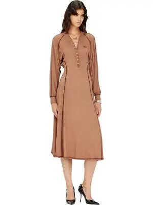 DIESEL® Midi Dress With Batwing Sleeves And V-neckline - Brown