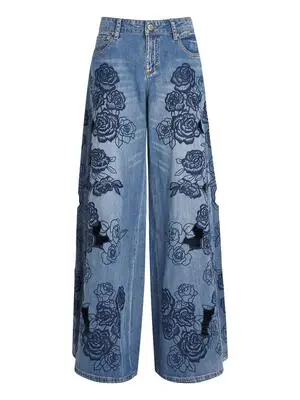Alice + Olivia Sidney Laser-cut Jeans - Blue