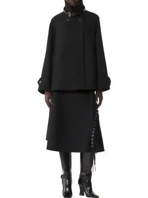LANVIN Fringed Skirt In Double-faced Cashmere Wool - Black
