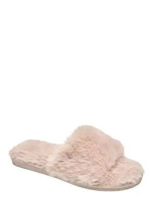 Nine West Faux Fur Slide Slipper - Camel