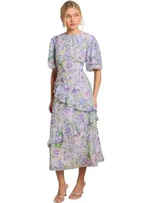 OASIS Occasion Flora Jacquard Midi Dress - Blue