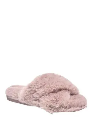 Nine West Nine West X-Band Faux Fur Slipper Mauve