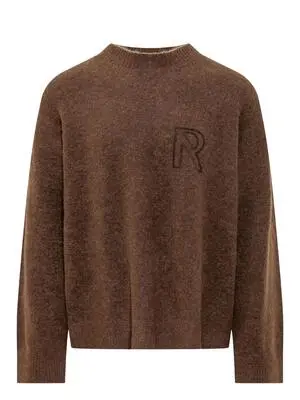 REPRESENT Mock Neck Embroidered Logo Sweater - Brown