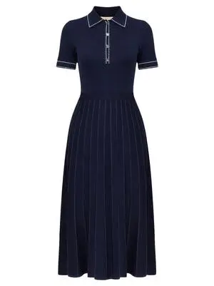 Michael Kors Slim Fit Knit Polo Shirt Dress - Blue