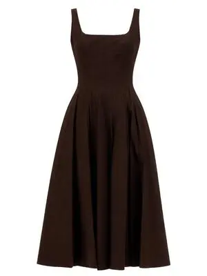 Staud Stáud Fitted Midi Suit Dress - Brown
