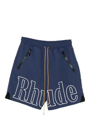 Rhude Nylon Drawstring Logo Shorts - Blu