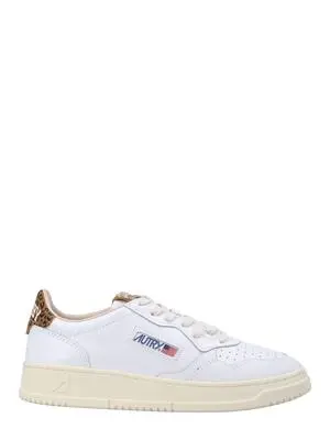 AUTRY AUTRY Low-Top Leather Sneakers With Perforated Detailing White Leopard