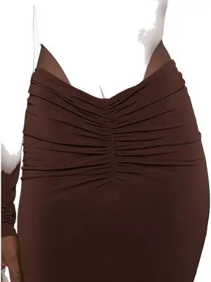 Andamane Ruched Crewneck Mini Dress With Side Cut-out - Marrone