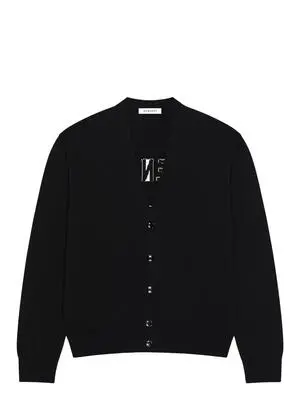 Givenchy V-neck Cotton Knit Cardigan With Contrast Intarsia Back - Nero