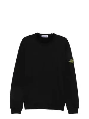 Stone Island Stone Island Crewneck Fleece-Lined Sweatshirt With Left Sleeve Badge Nero