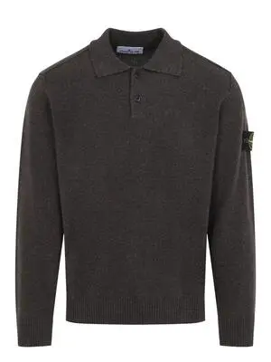 Stone Island Virgin Wool Polo Knitwear - Grey