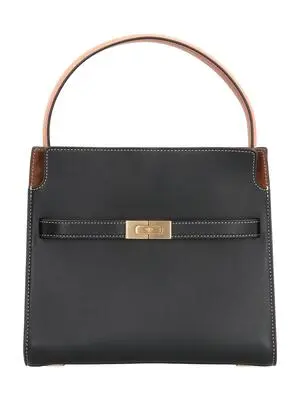 Tory Burch Double Lee Radziwill Leather Handbag - Black