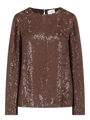 PAROSH 100% Viscose Knit Sweater - Brown