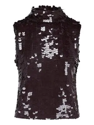 PAROSH Stretch Polyamide Mini Top - Brown
