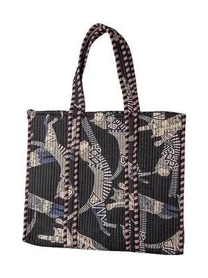 VERVE CULTURE Quilted Feline Tote - Navy