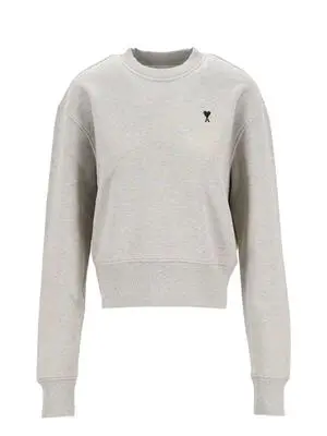 AMI Paris De Coeur Cotton Sweatshirt - Grey