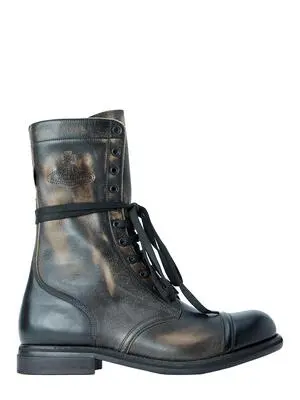 VIVIENNE WESTWOOD Vivienne Westwood Distressed Leather Lace-Up Combat Boots