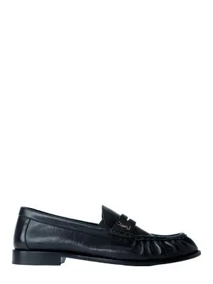 Saint Laurent Le Loafer 15" Leather Loafers With Gathered Detailing - Black