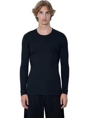 LEMAIRE Long Sleeve Ribbed Tee - Black