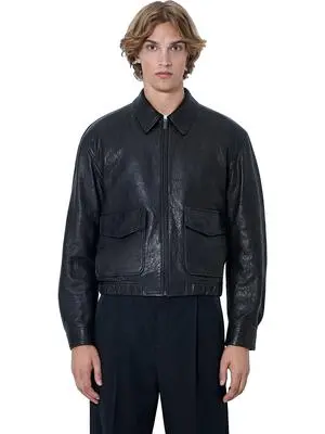 Saint Laurent Zip-front Leather Jacket - Black