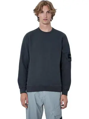 Stone Island Crewneck Sweatshirt With Sleeve Pocket - Gray