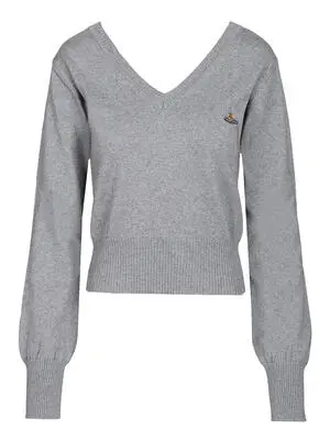 VIVIENNE WESTWOOD Beatrice Cotton And Cashmere V-neck Sweater - Gray