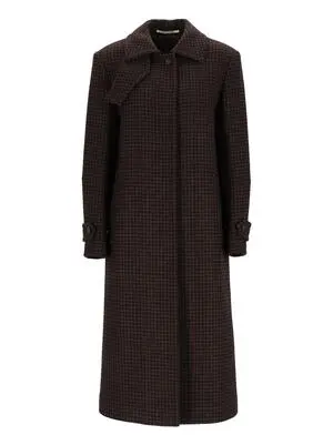 Tagliatore Bethany Houndstooth Virgin Wool Coat - Brown