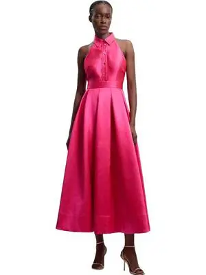 Karen Millen Collared Maxi Dress - Fuchsia