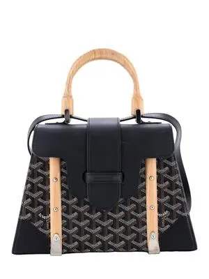 Goyard Saigon Top Handle Bag Coated Canvas With Leather Pm - Black