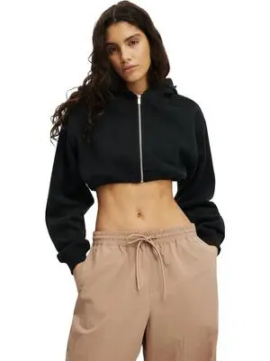 Cotton:on Active Plush Micro Cropped Zip Through - Black