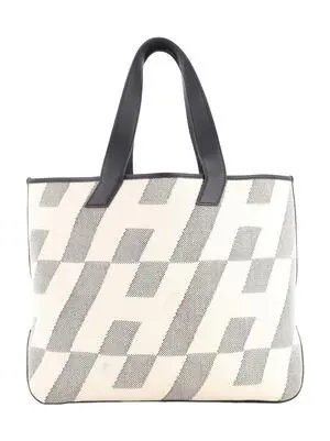 Hermès Cabas H En Biais Tote Canvas With Leather 40 - Black