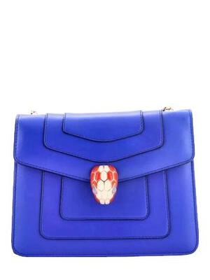 BVLGARI Serpenti Forever Square Shoulder Bag Leather Small - Blue