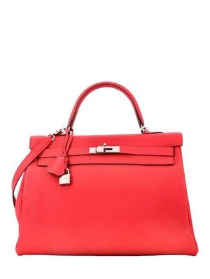 Hermès Kelly Handbag Togo With Palladium Hardware 35 - Red