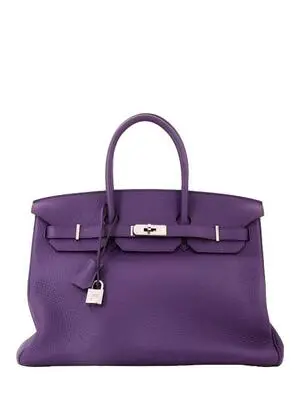 Hermès Birkin Handbag Purple Clemence With Palladium Hardware 35 - Red