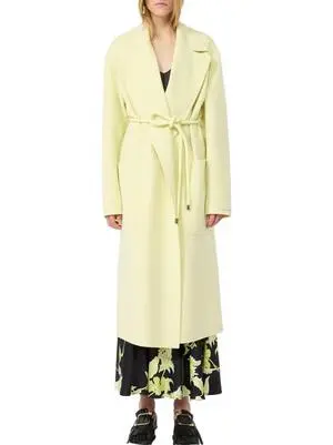 Sportmax Zannata Belted Virgin Wool Trench Coat - Light Yellow