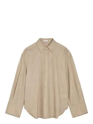 Brunello Cucinelli Embellished Wool Shirt - Beige