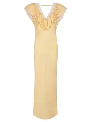 Ronny Kobo Gracie Silk-blend Maxi Dress With Lace Trim - Yellow