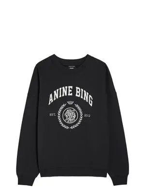 ANINE BING Miles Logo-print Cotton Sweatshirt - Black