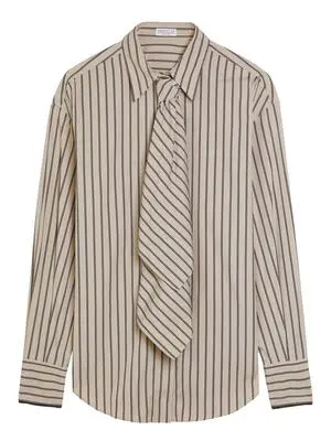 BRUNELLO CUCINELLI Brunello Cucinelli Striped Cotton-Poplin Shirt With Detachable Tie