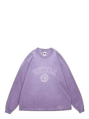 VOWELS Faded Collegiate Longsleeve Tee - Lavender