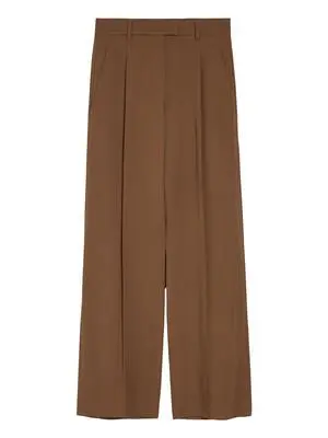 Brunello Cucinelli Tailored Wide-leg Wool-blend Trousers - Brown