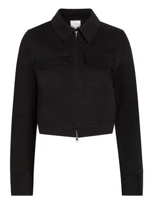 Vince Cropped Stretch-cotton Jacket - Black