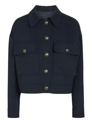 Brunello Cucinelli Herringbone Stretch-wool Jacket - Navy