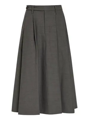 Brunello Cucinelli Tailored Pleated Wool-blend Midi Skirt - Grey
