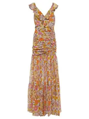 Veronica Beard Floral Print Dress - Nude